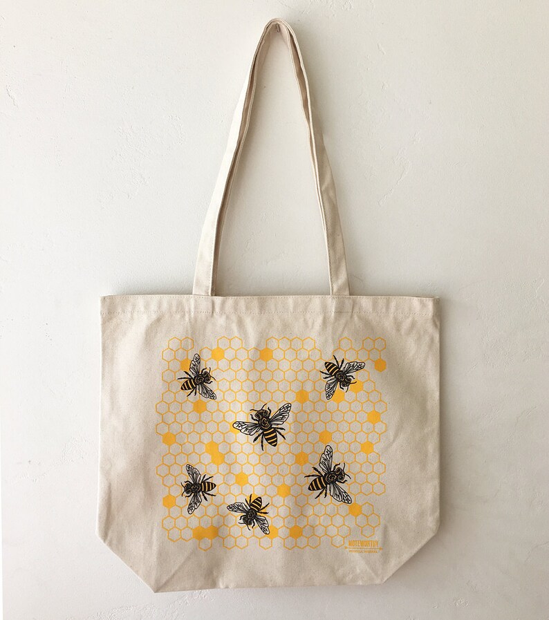 Honey Bee Tote Bag Large Screen Printed Tote Bag - Etsy