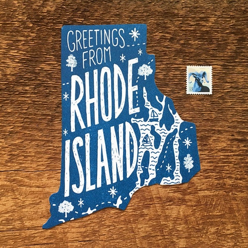 Rhode Island Postcard Greetings From Rhode Island Single Die - Etsy