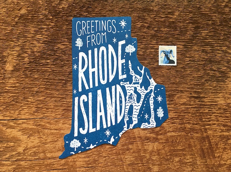 Rhode Island Postcard Greetings From Rhode Island Single Die - Etsy