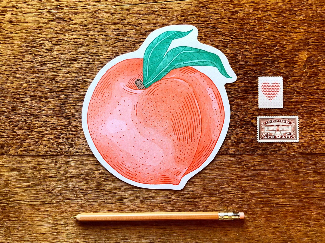 Peach Postcard, You're A Peach, Die Cut Letterpress Postcard - Etsy