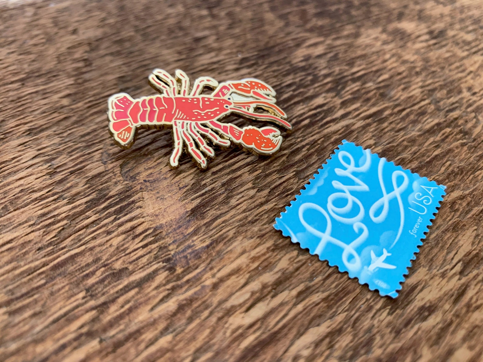 Lobster Enamel Pin, Red and Gold Lobster Pin, Single Hard Enamel Pin ...