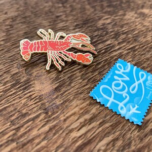 Lobster Enamel Pin, Red and Gold Lobster Pin, Single Hard Enamel Pin ...