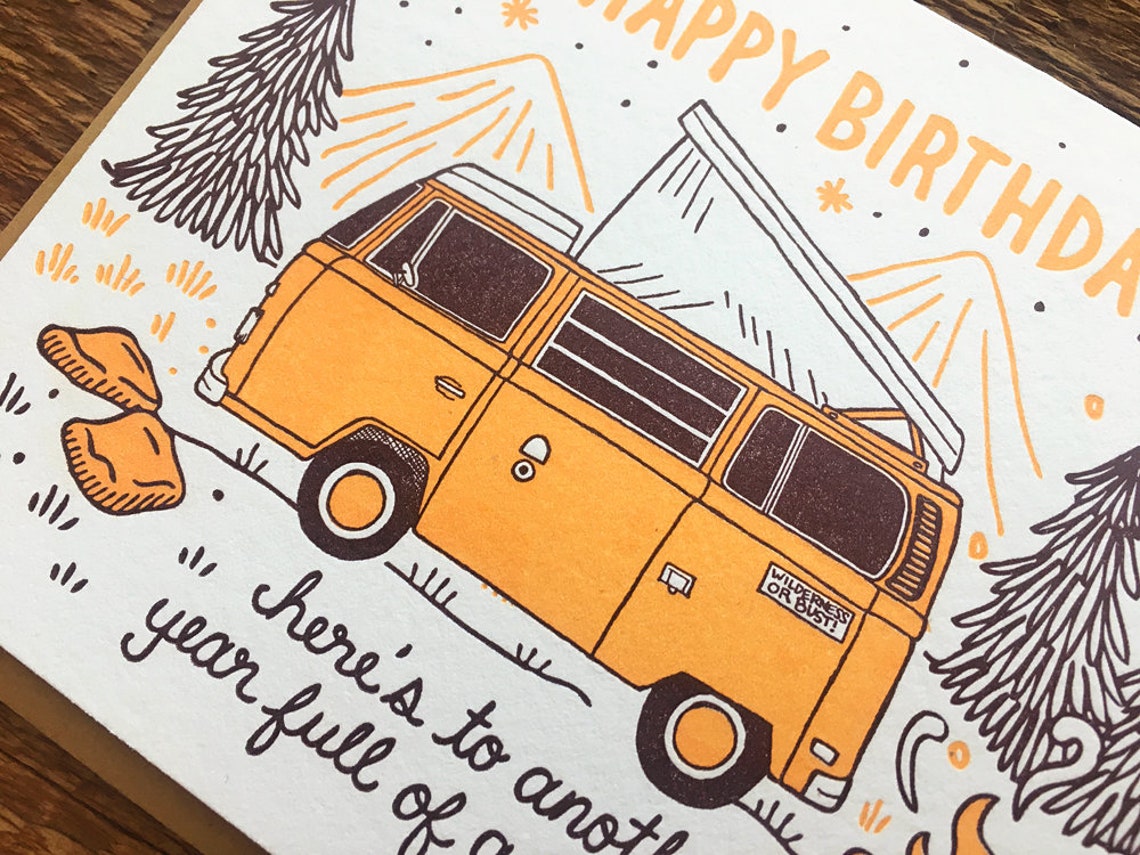 Birthday Camper Van Card, Happy Birthday Card, Birthday Adventure ...