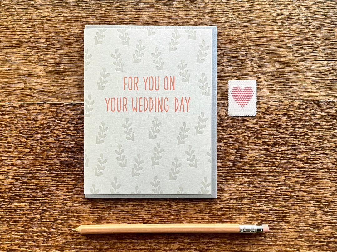 For You on Your Wedding Day, Congratulations Wedding, Letterpress Note ...