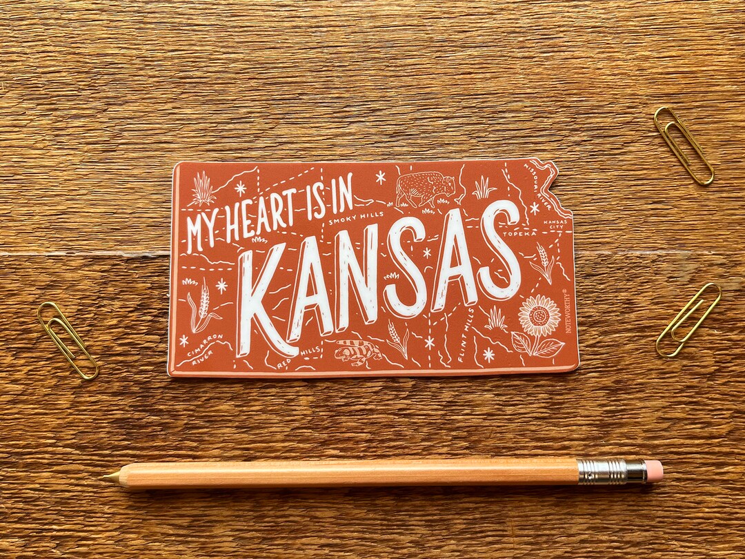 Kansas Sticker, Kansas Map State Sticker, Single Die Cut Vinyl Sticker ...