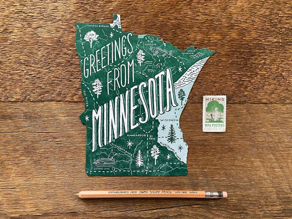 Minnesota Postcard Greetings From Minnesota Die Cut - Etsy