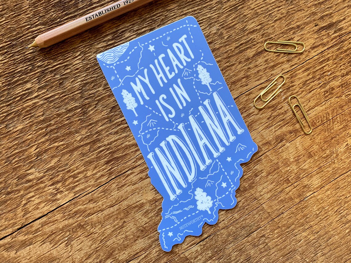 Indiana Sticker Indiana State Sticker Bumper Sticker Single - Etsy