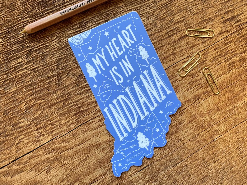 Indiana Sticker Indiana State Sticker Bumper Sticker Single - Etsy