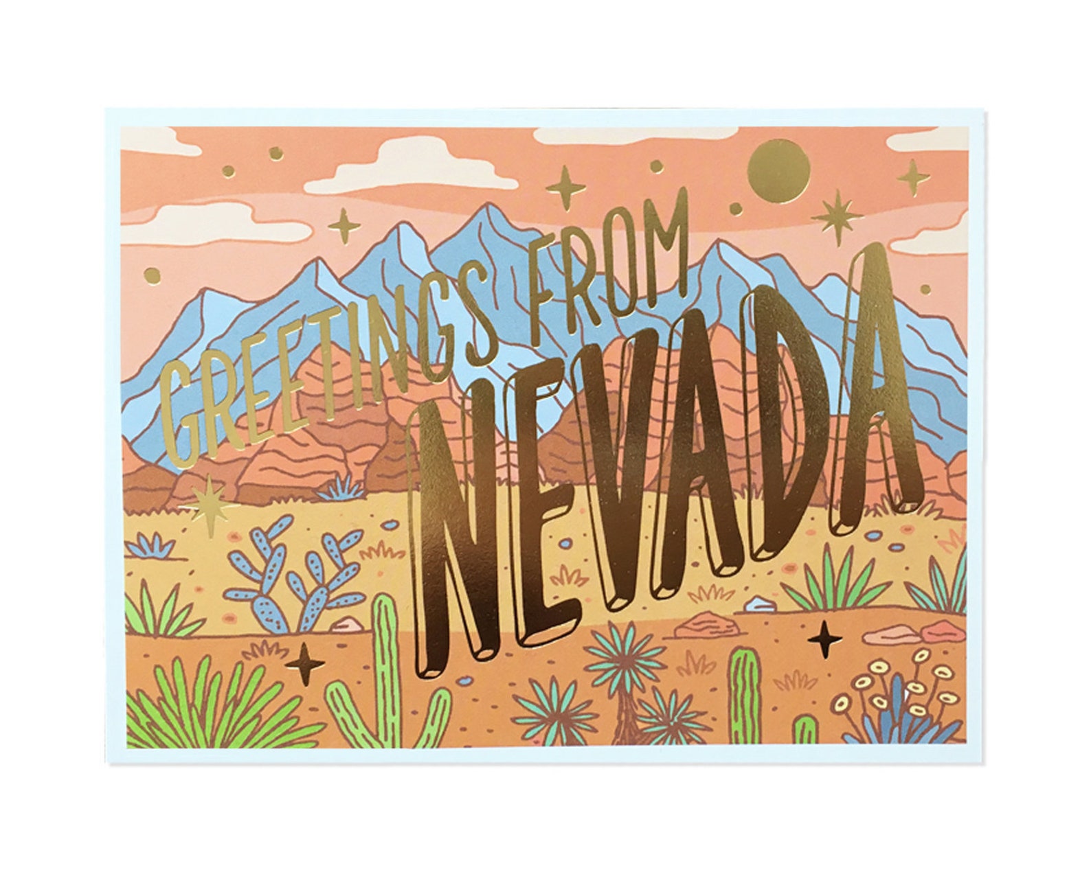 Nevada Postcard Greetings From Nevada Foil and Digitally - Etsy
