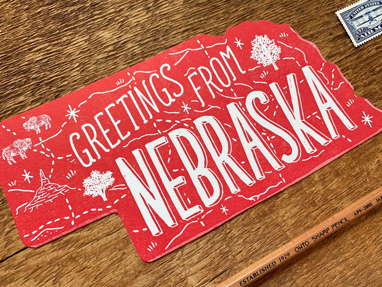 Nebraska Postcard Greetings From Nebraska Die Cut - Etsy Hong Kong