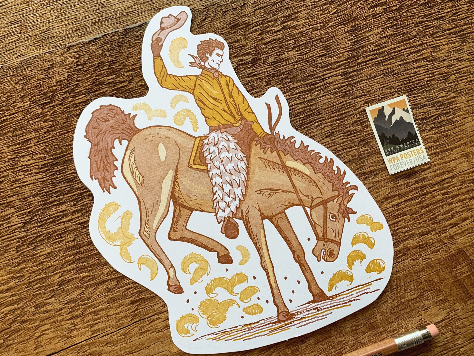 Bucking Bronco Postcard Howdy Pardner Cowboy Postcard | Etsy