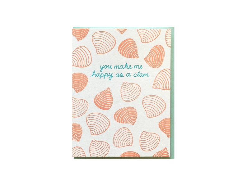 Happy Clam Love Card You Make Me Happy as A Clam Single - Etsy