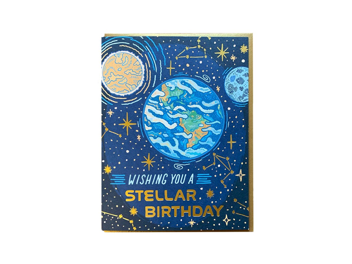 Stellar Birthday Card Space Birthday Card Foil Printed Card - Etsy