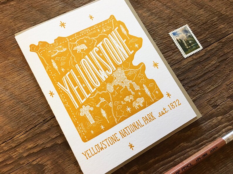 Yellowstone Greeting Card Yellowstone National Park A2 - Etsy