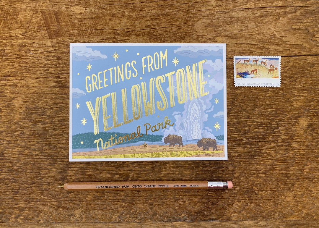 Yellowstone National Park Postcard, Greetings From Yellowstone National ...
