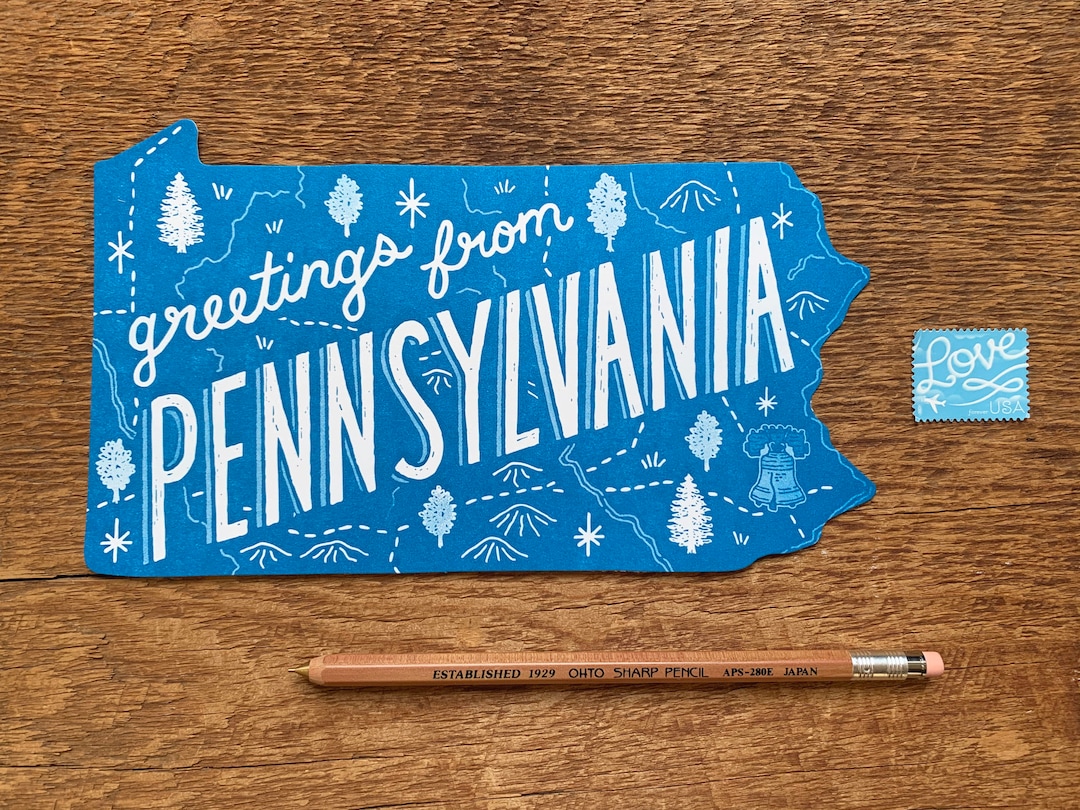 Pennsylvania Postcard, Greetings From Pennsylvania, Die Cut Letterpress ...