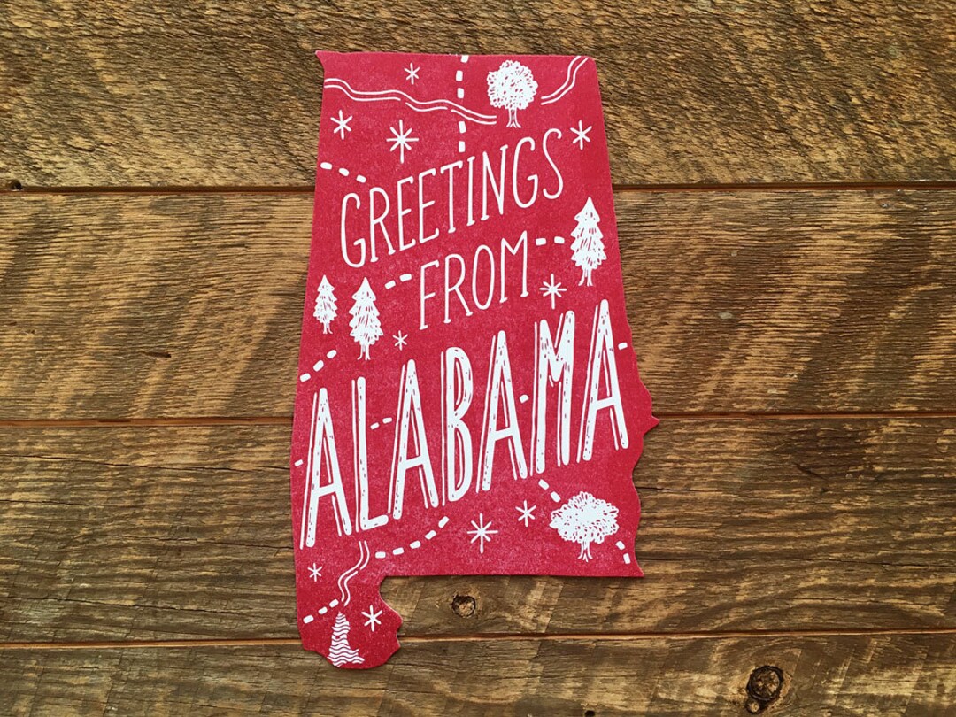 Alabama State Postcard, Greetings From Alabama, Single Die Cut ...