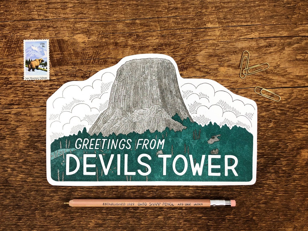 Devils Tower Postcard, Greetings From Devils Tower, Wyoming, Single Die ...