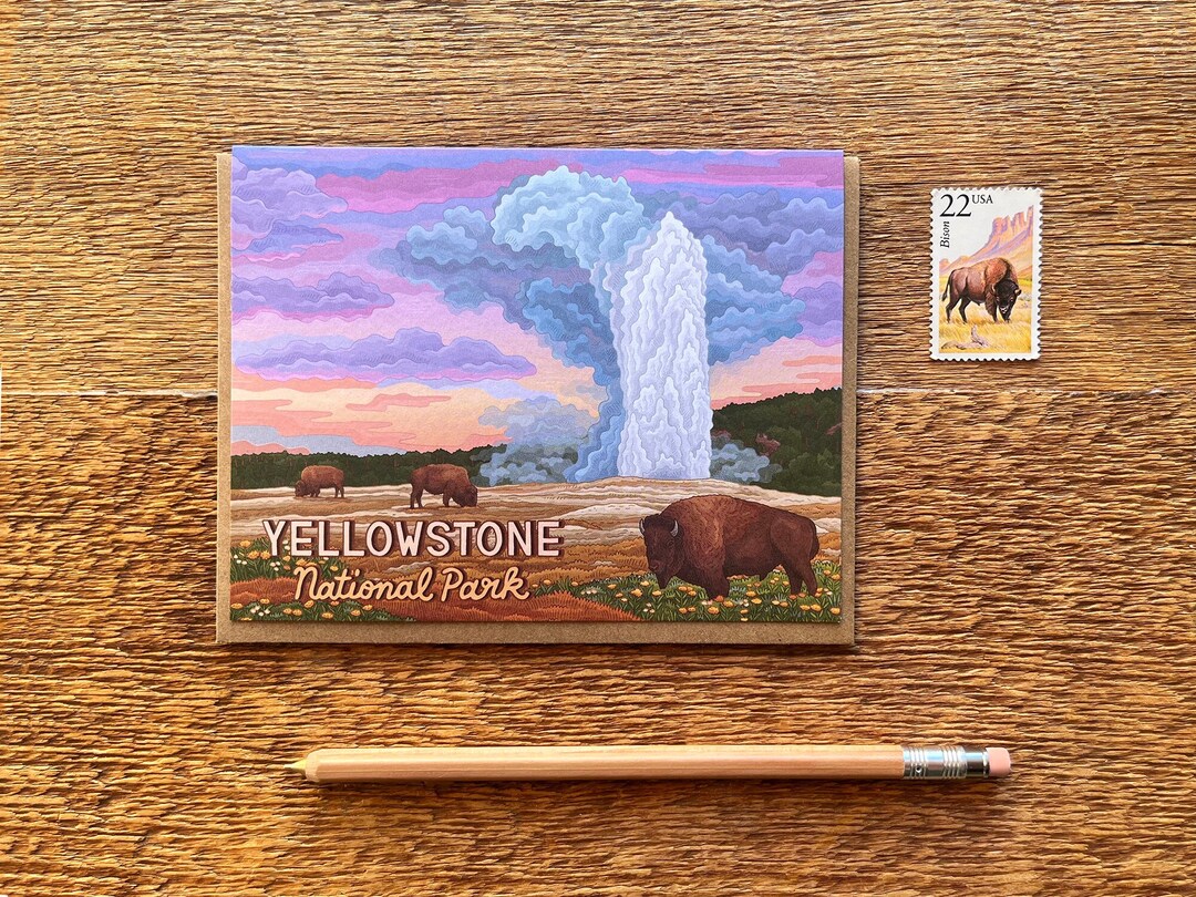 Yellowstone National Park Card, National Park Scenic Card, Single Card ...