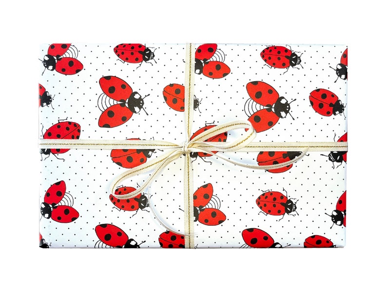 Ladybug Pattern Gift Wrap / Set of 3 Sheets - Etsy