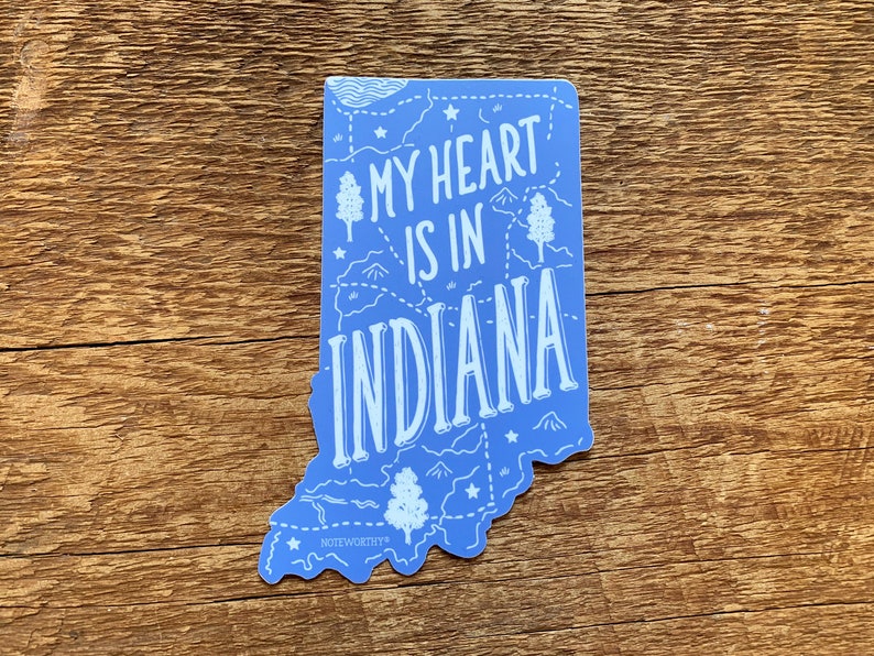 Indiana Sticker Indiana State Sticker Bumper Sticker Single - Etsy
