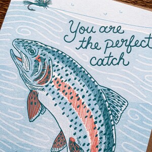 Perfect Catch Love Card, Fishing Card, Outdoors Card, Letterpress ...