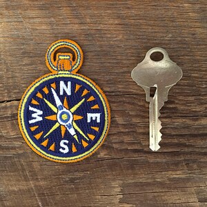 Compass Embroidered Patch, Compass Patch, Single Embroidered Patch With ...