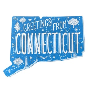 Connecticut Postcard, Greetings From Connecticut, Die Cut Letterpress ...
