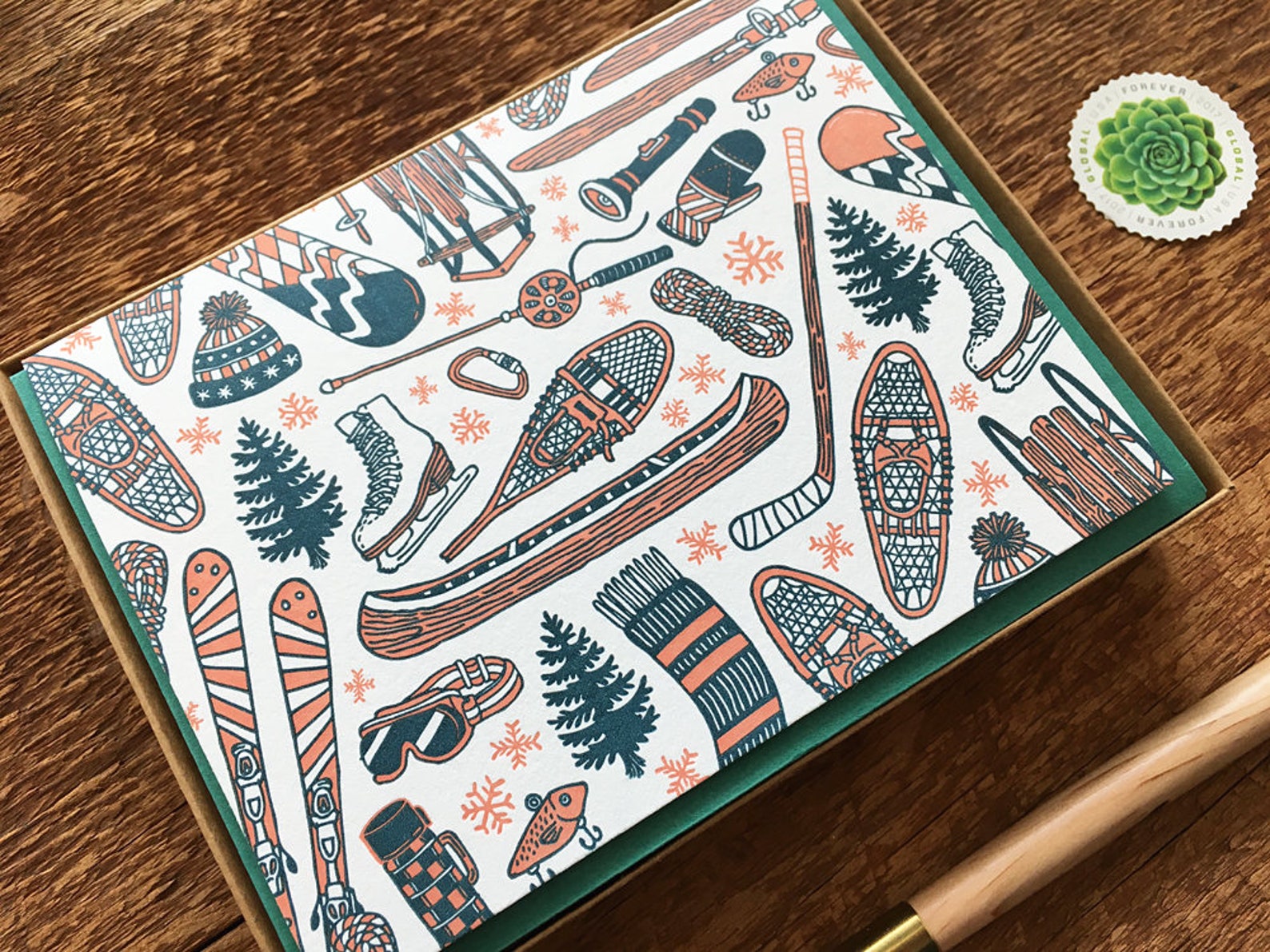 Winter Sports, Winter Adventure Card, Holiday Card Boxed Set of 6 ...
