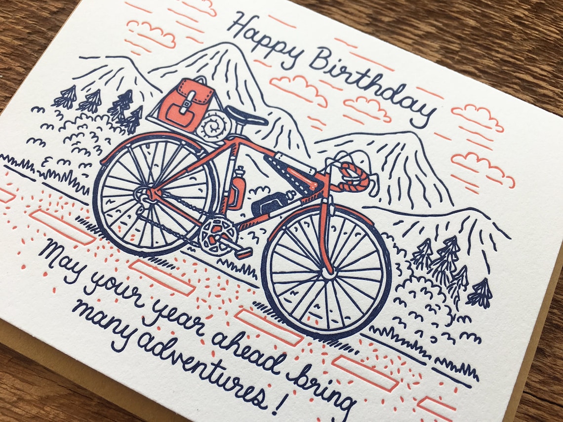 Birthday Bicycle Card, Happy Birthday Card, Birthday Adventure ...