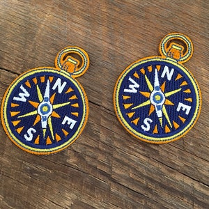 Compass Embroidered Patch, Compass Patch, Single Embroidered Patch With ...