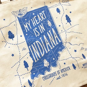 Indiana Tote Bag, My Heart is in Indiana, Canvas Tote Bag, Screen ...