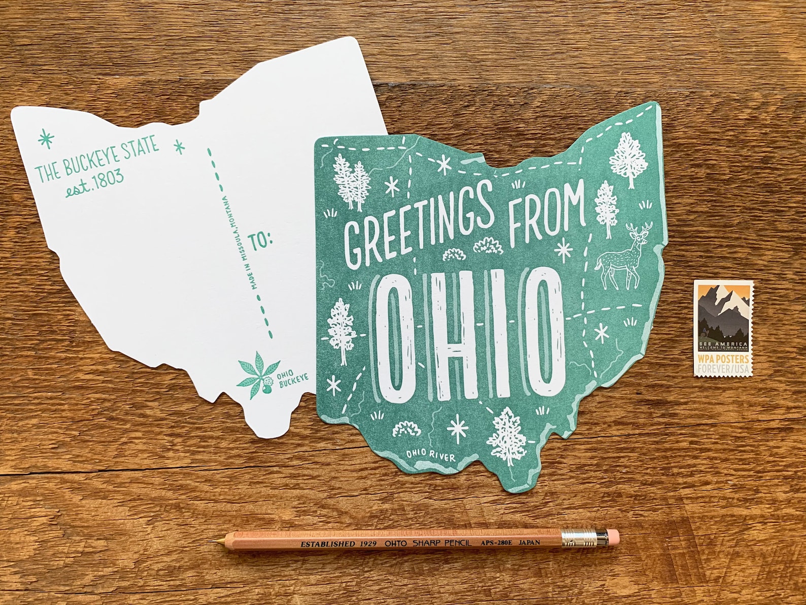 Ohio Postcard Greetings From Ohio the Buckeye State Die Cut - Etsy