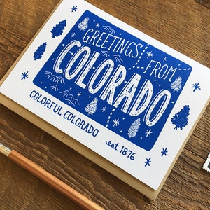Colorado Greeting Card, Greetings From Colorado, A6 Folded Note Card ...
