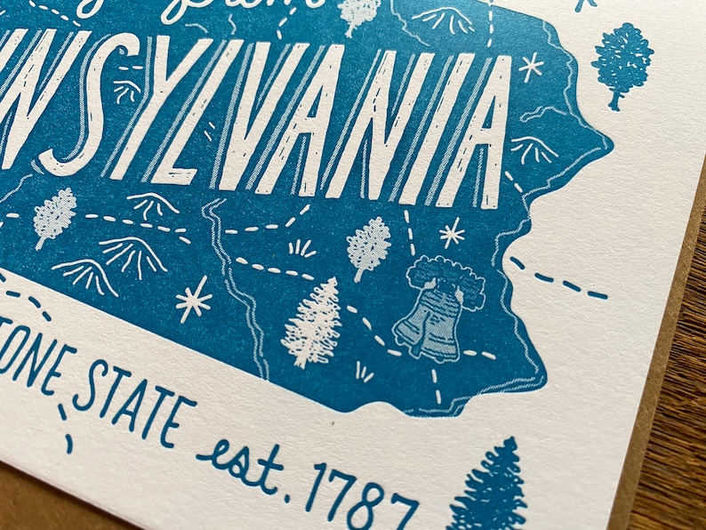 Pennsylvania Greeting Card, Greetings From Pennsylvania, A6 Folded Note ...