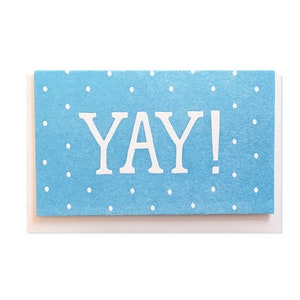 Yay Baby Blue Enclosure Card, Mini Card, Letterpress Folded Mini Card ...