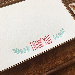 Thank You, Leaf Motif, Boxed Set of 8 Letterpress Flat Notes, Boxed ...