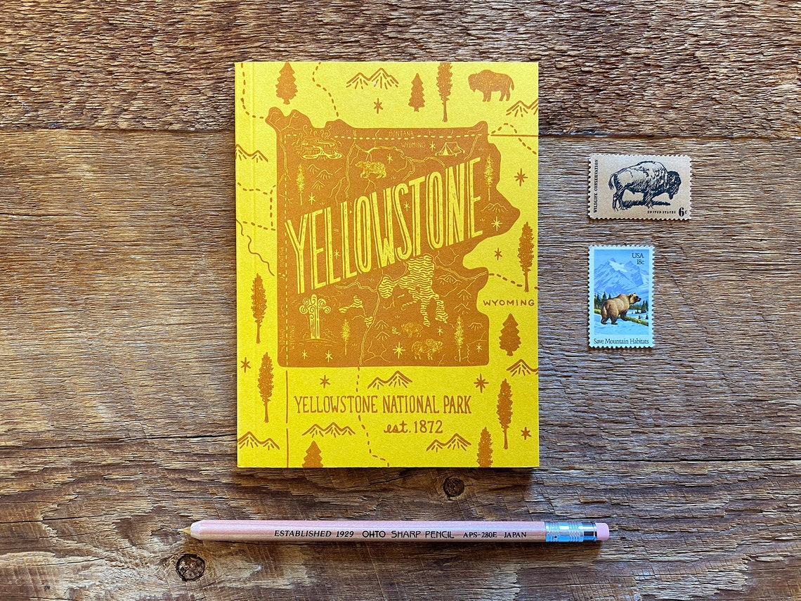 Yellowstone National Park Map Journal Blank Journal Outdoors | Etsy