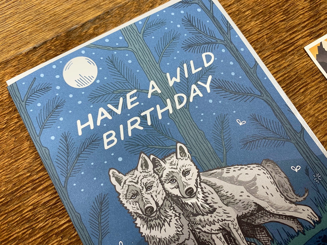 Wild Wolves Birthday Card Wild Birthday Card Foil Printed - Etsy