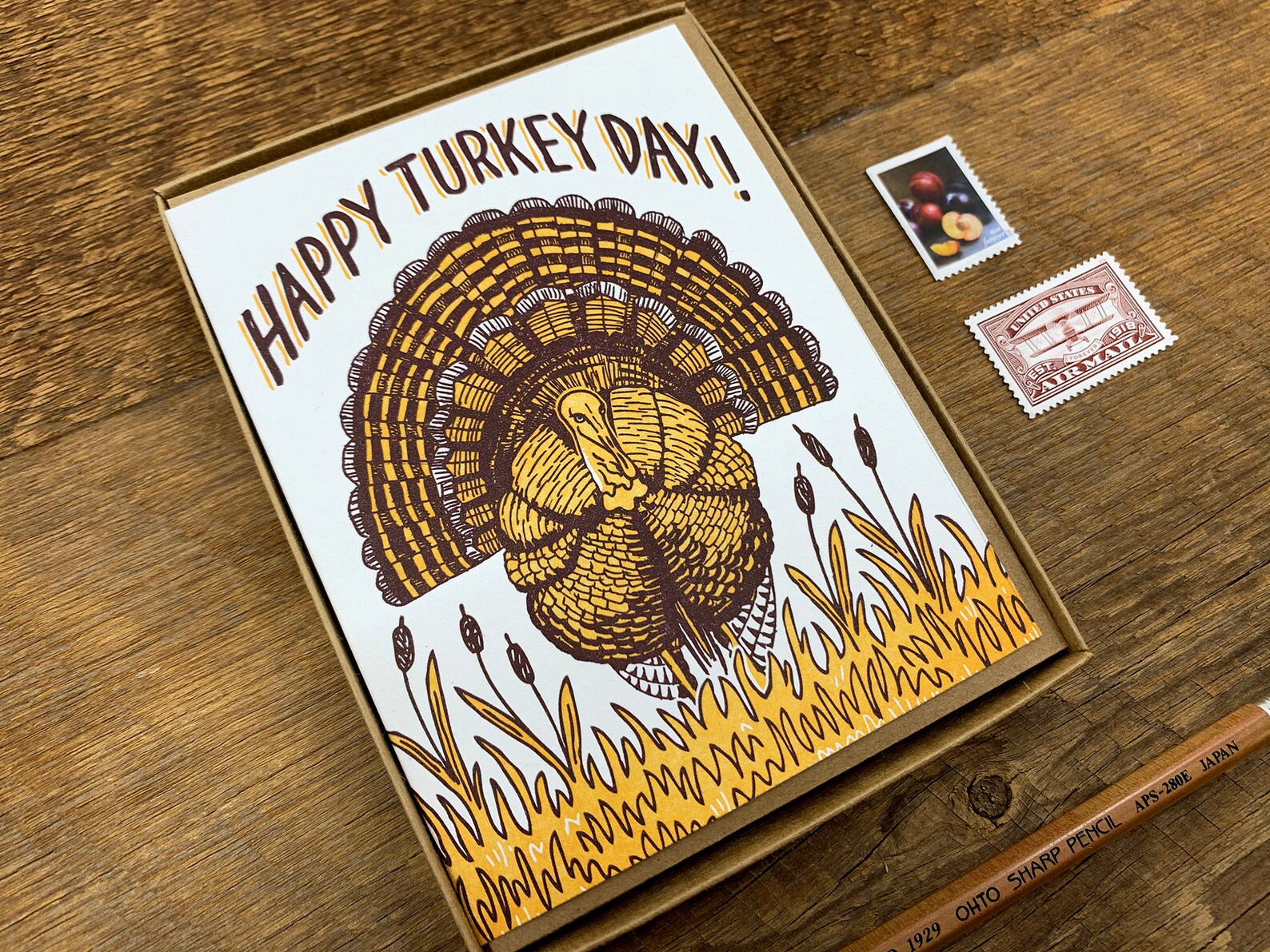 Turkey Day Thanksgiving Cards Boxed Set of 6 Letterpress | Etsy