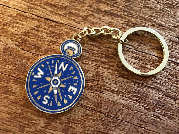 Compass Enamel Keychain Explore Keychain Single Hard Enamel | Etsy