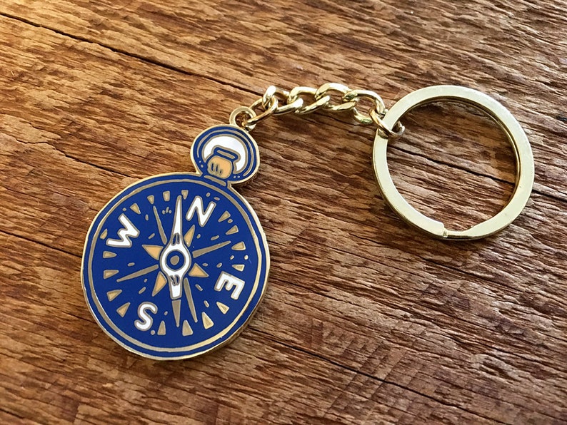 Compass Enamel Keychain Explore Keychain Single Hard Enamel - Etsy