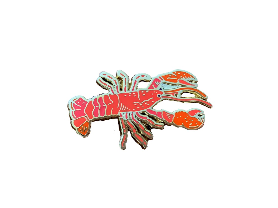 Lobster Enamel Pin Red and Gold Lobster Pin Single Hard | Etsy