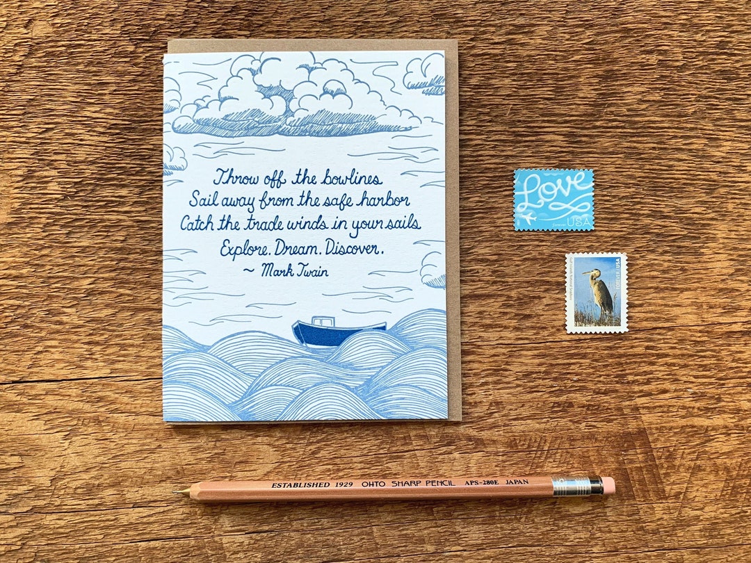 Mark Twain Quote, Letterpress Greeting Card, Inspirational Card, Twain ...