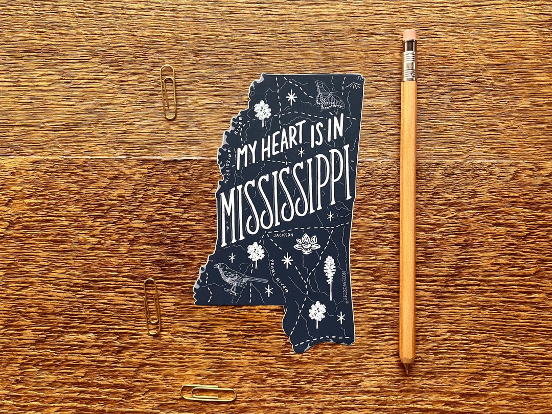 Mississippi Sticker, Mississippi Map State Sticker, Single Die Cut ...