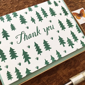 Pine Tree Pattern Thank You Cards Thanks Boxed Set of 6 - Etsy