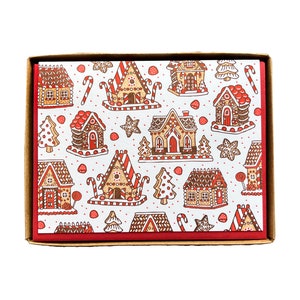 Gingerbread Houses Holiday Cards, Boxed Set of 6 Letterpress Holiday ...