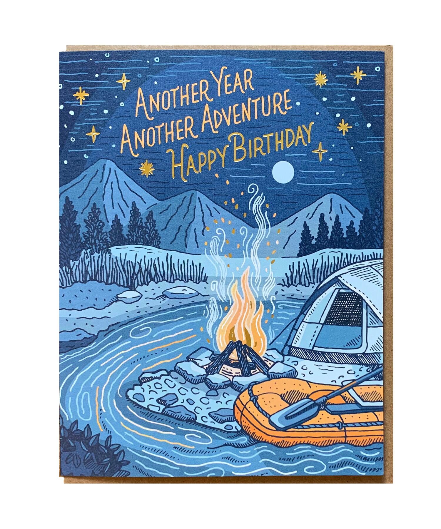 Campfire Birthday Card Adventure Birthday Card Foil Printed - Etsy