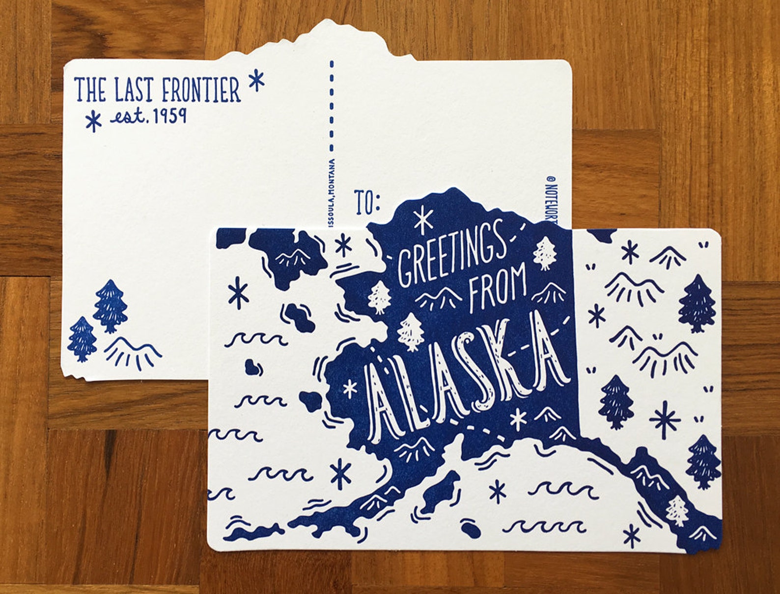 Alaska Postcard Greetings from Alaska Die Cut Letterpress | Etsy