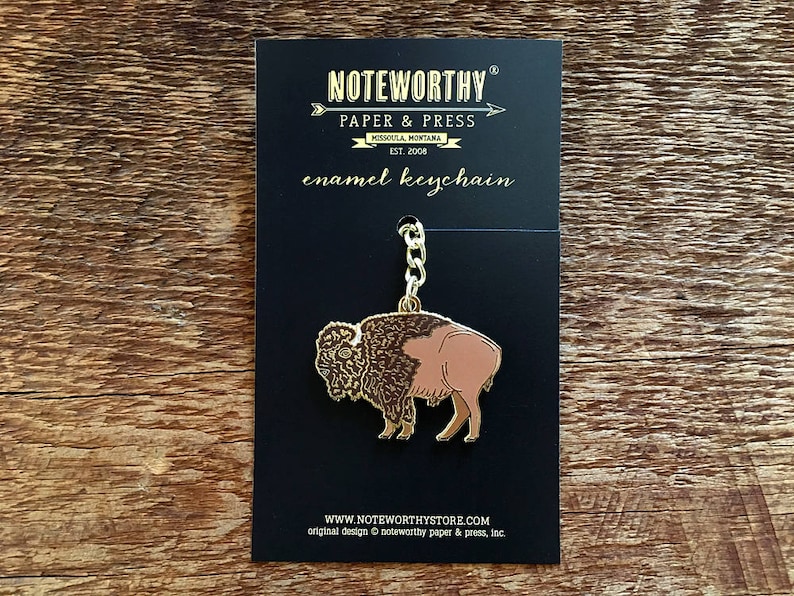 Bison Enamel Keychain Buffalo Keychain Explore Keychain - Etsy